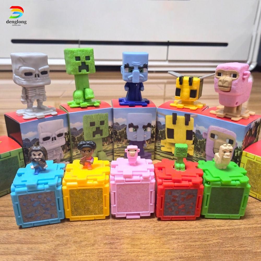 DENGLONG Creeper Bee Evoker รูป, Steve Llama ตลกการ์ตูนรูป, 2025 น่ารัก PC Happy Meal ของเล่น ...