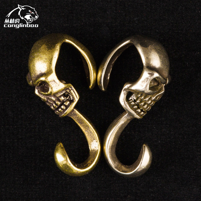 ทองเหลืองบริสุทธิ์ทําด้วยมือ DIY Retro Distressed Smiley Face Skull ...