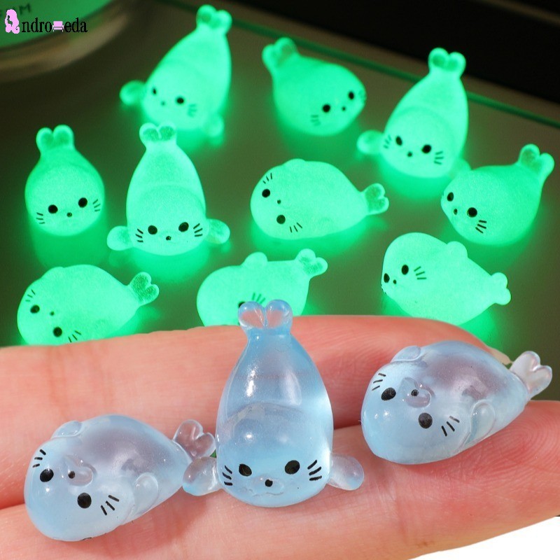 4 ชิ้น Kawaii Luminous Mini Seal เรซิ่นเรืองแสง Dark Marine สัตว์ ...
