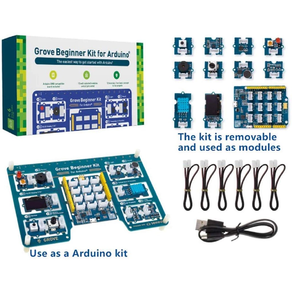Arduino uno Introductory Learning Kit Grove All-in-One Puzzle Kit การ ...