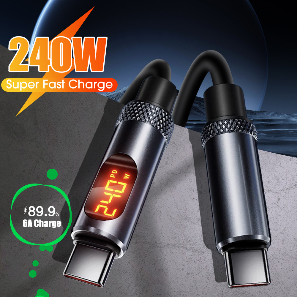 ใหม่ 240W LED Digital Display Quick Charge Dual Type C Data Cable เข้า ...