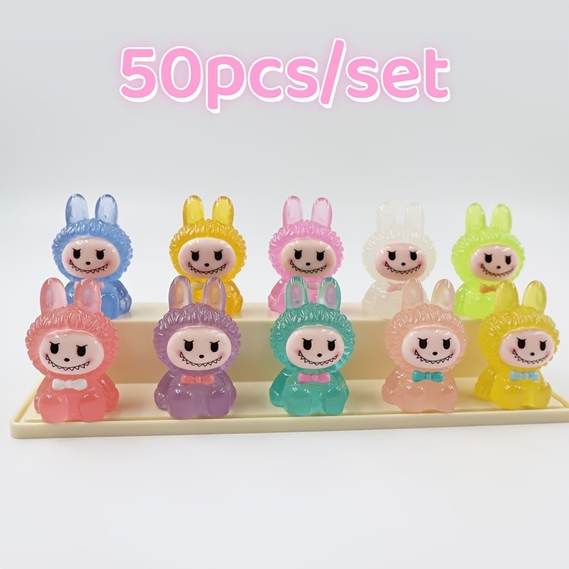 50 ชิ้น Luminous Labubu ตุ๊กตาเครื่องประดับ Glow-In-The-Dark Labubu ...