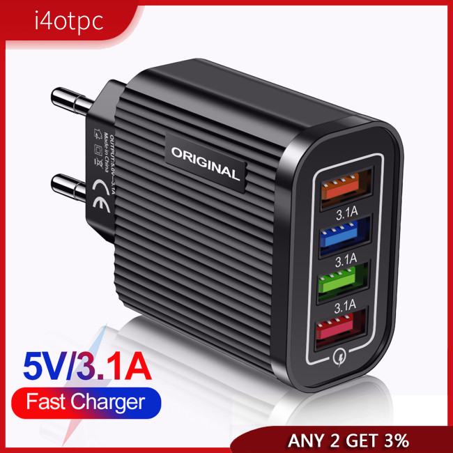 I4otpc 4-port Usb ชาร์จโทรศัพท์มือถือพร้อมไฟ Led 5V/3A Travel Fast Quick ชาร์จอะแดปเตอร์ Usb US ...