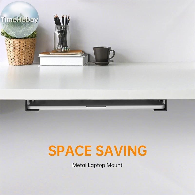 TimeHebay Under Desk Laptop Mount, Metal Under Desk Shelf Holder ...