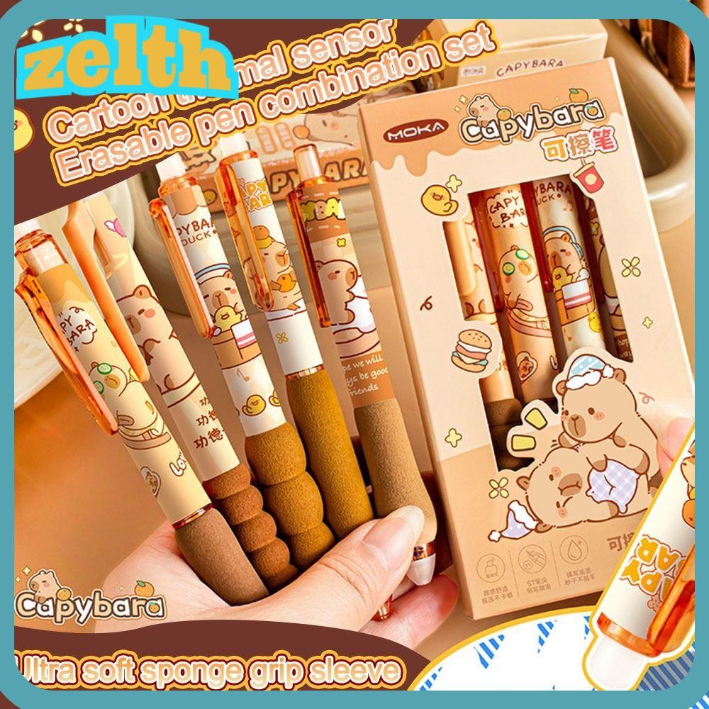 ZELTH 5 ชิ้น/เซ็ตปากกาเจล, Quick Drying Capibara Panda Rabbit Erasable ...