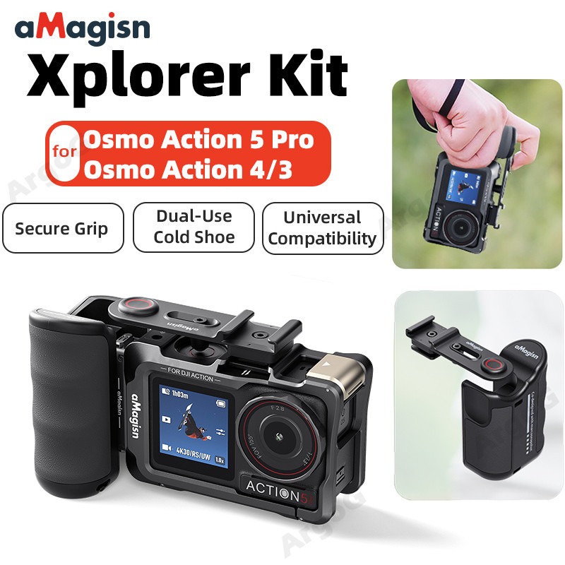 aMagisn Xplorer Grip Kit การถ่ายภาพบนถนนสําหรับ DJI Osmo Action 5 Pro/4 ...