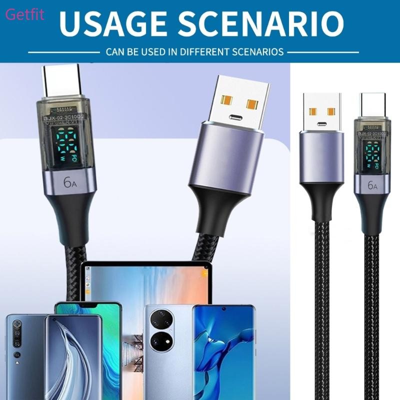 สายไฟ GETF USB A to Type C พร้อมจอแสดงผลการชาร์จแบบเรียลไทม์สําหรับ ...