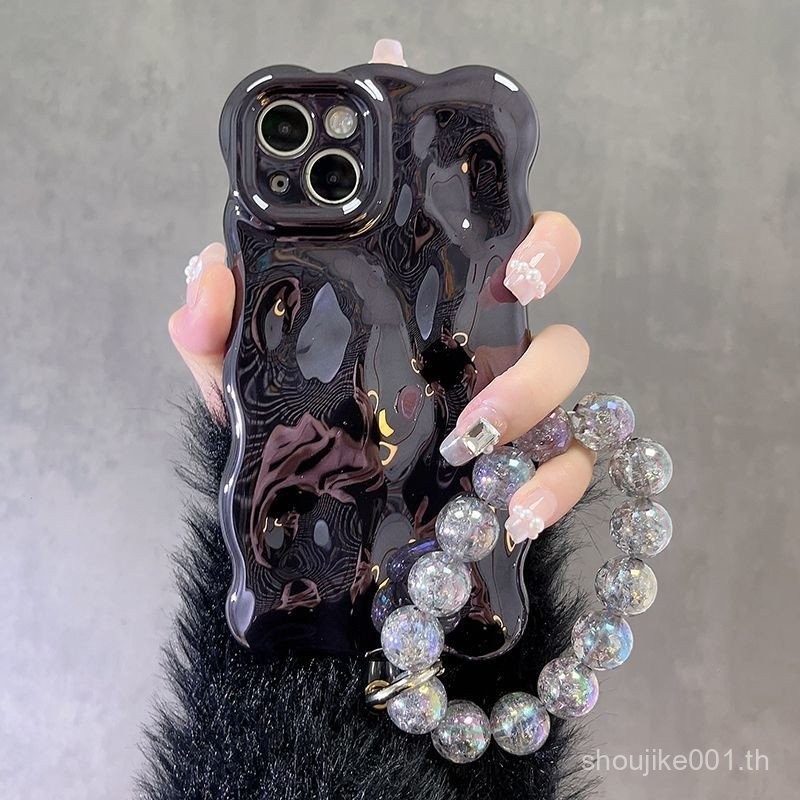 สร้างสรรค์ INS ลายคลื่นสีล้วนสำหรับ iphone15เคสมือถือ Apple 14pro ชุบ13 ...