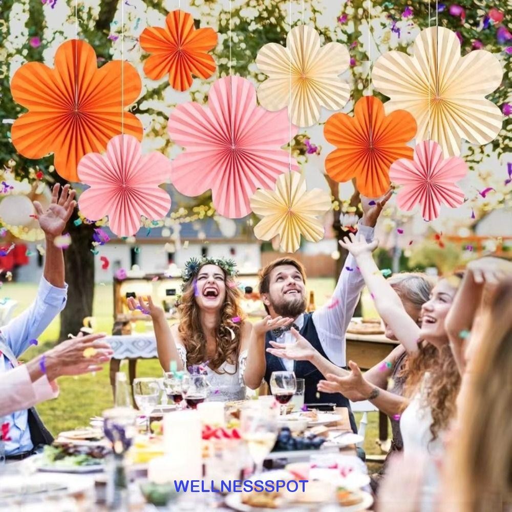 Wellnessspot 9 ชิ้นกระดาษดอกไม้แขวนแฟน, พื้นหลังที่มีสีสันแขวนตกแต่ง, อุปกรณ์ถ่ายภาพสร้างสรรค์ ...