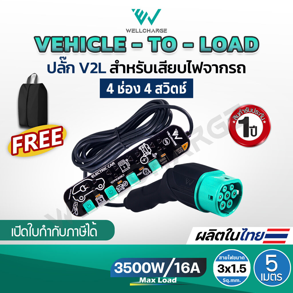 VEHICLE-TO-LOAD ปลั๊ก V2L สำหรับเสียบไฟจากรถ IEC53 3x1.5 Sq.mm. 3500W ...