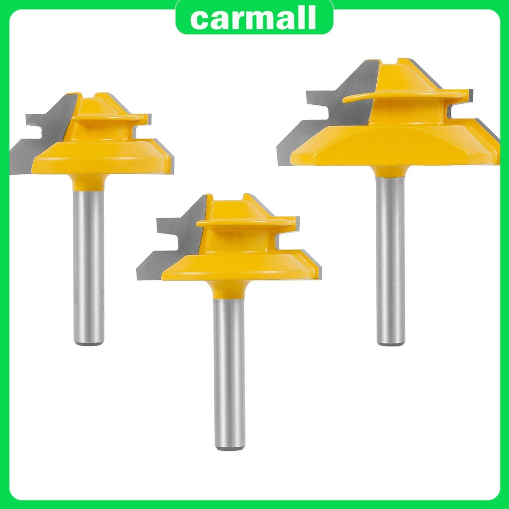 3ชิ้น 45° Lock Miter Router Bit Set Carbide Tipped Joint Router Bit Kit ...