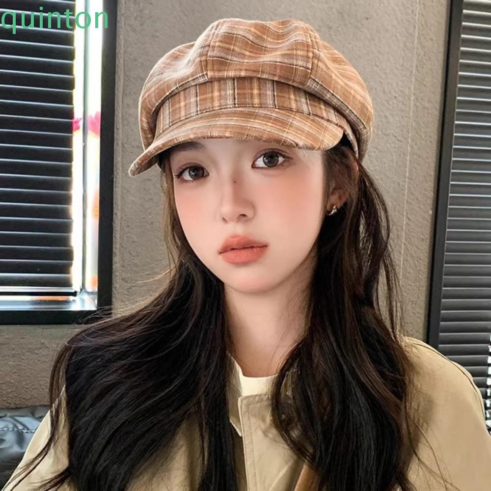 Quiton หมวกเมฆลายสก๊อต, โพลีเอสเตอร์ Retro Grid Beret หมวก, Vintage ผ้า ...