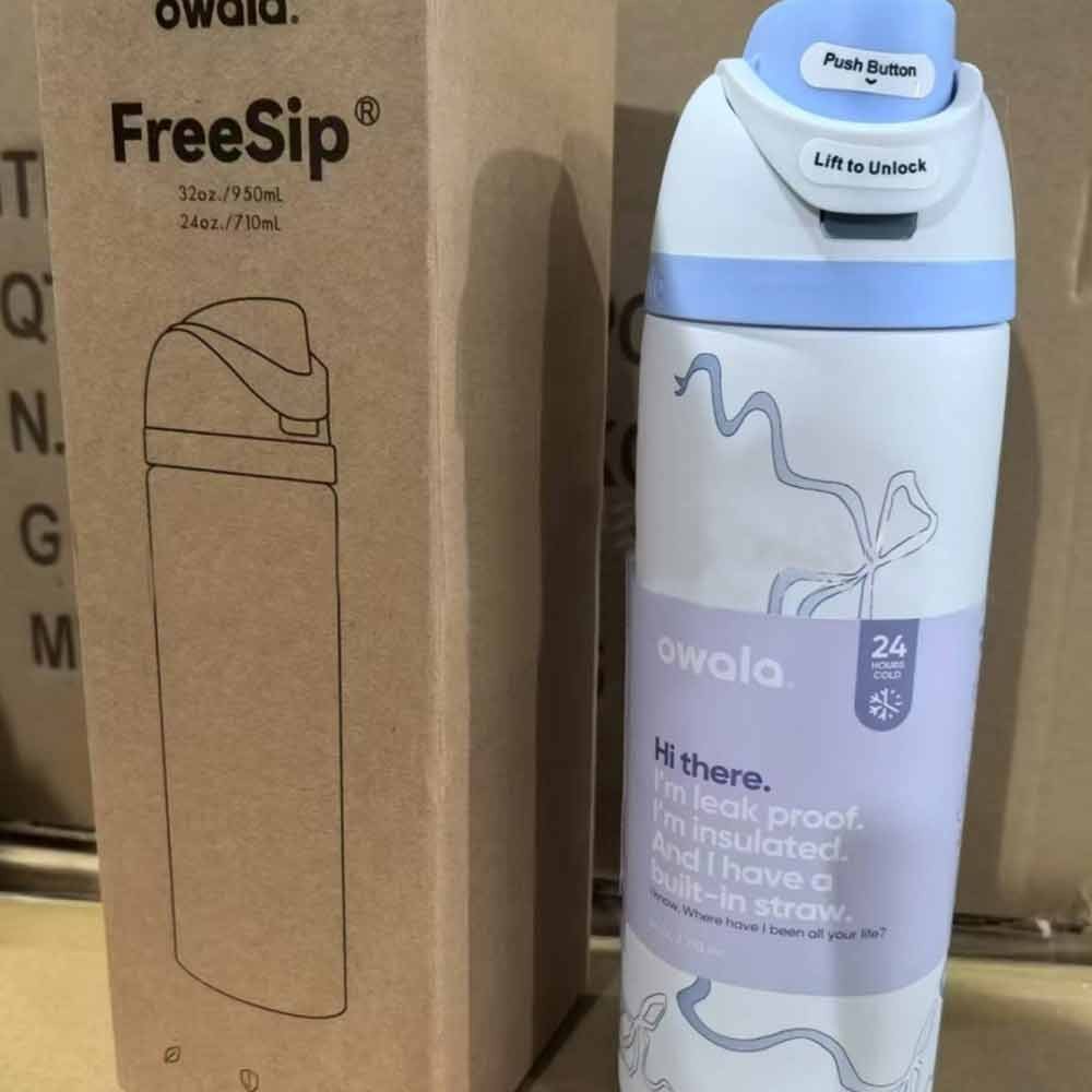 Owala Blue Bow Double layer Vacuum Insulated Cup 32OZ | Shopee Thailand