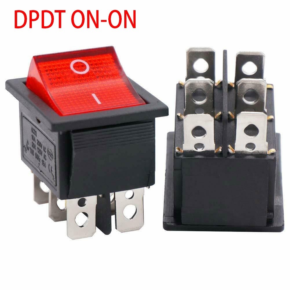 [luckyshop] Dpdt ON-ON Rocker Switch พร้อมโคมไฟนีออนสีแดง KCD2 16A ...