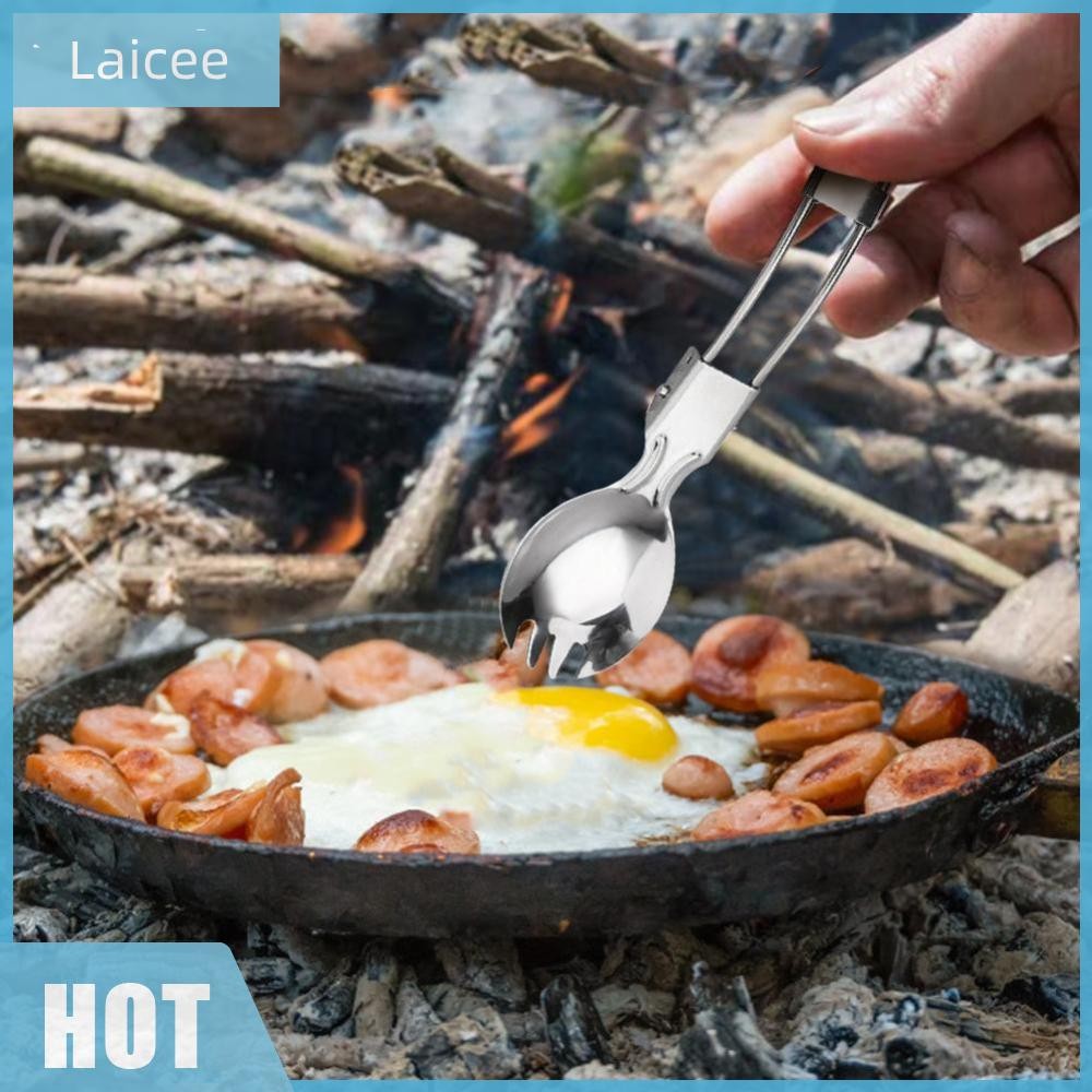 [Laicee.th] ช้อนส้อมสแตนเลสพับได้พับได้พับได้สําหรับการตั้งแคมป์กลางแจ้งเดินป่า | Shopee Thailand