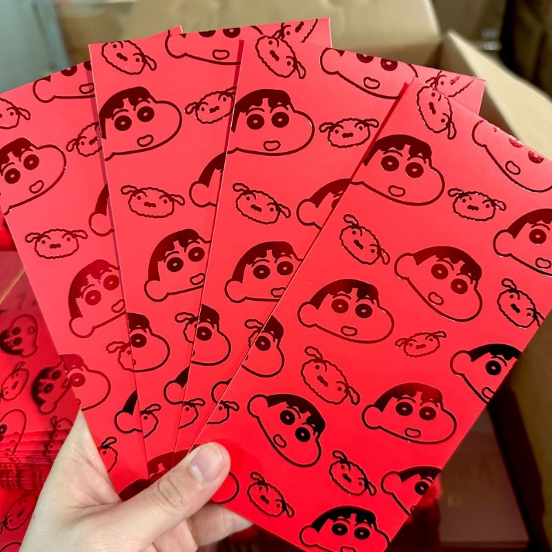 2024 กระเป๋าซองจดหมายสีแดง Crayon Shin-Chan hello kitty Gilding Cute ...