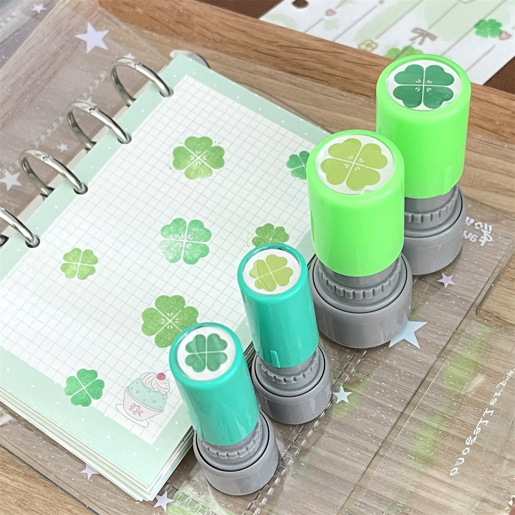 Ins Four Leaf Clover Ink Stamp DIY สมุดภาพการ์ดอวยพรของขวัญตกแต่ง ...