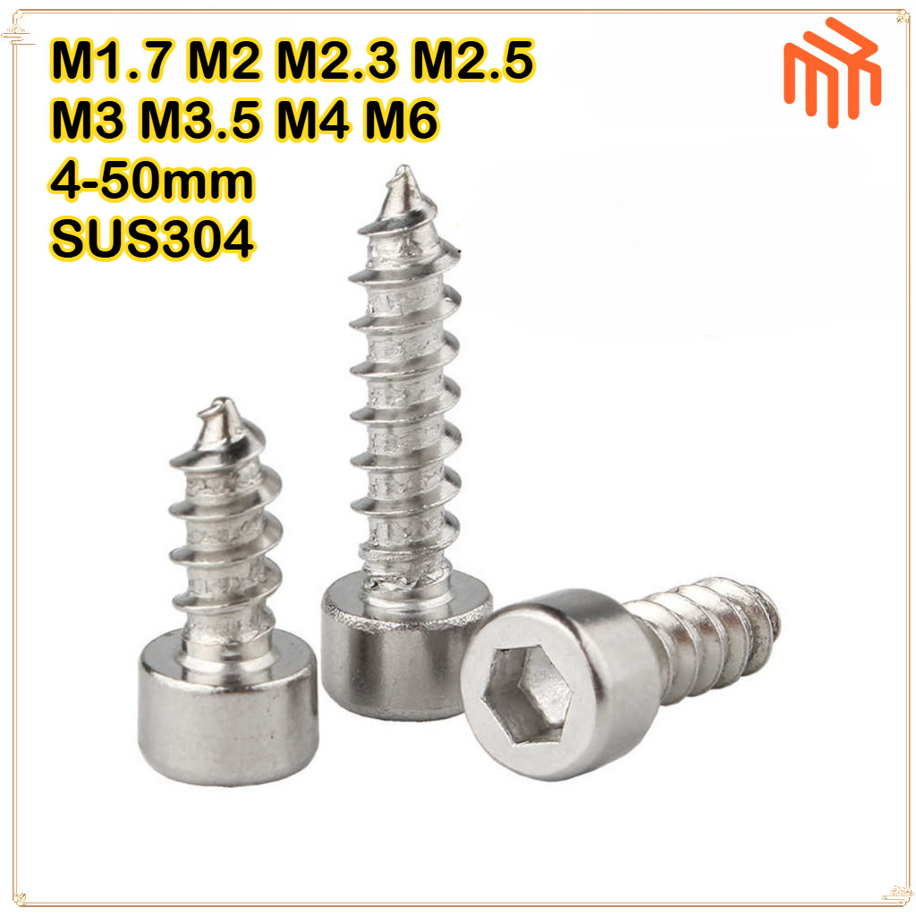 [MX1] หัวจม สกรู เกลียวปล่อย สแตนเลส 304 M1.7 M2 M2.3 M2.5 M3 M3.5 M4 M6 Hexagon socket cheese ...