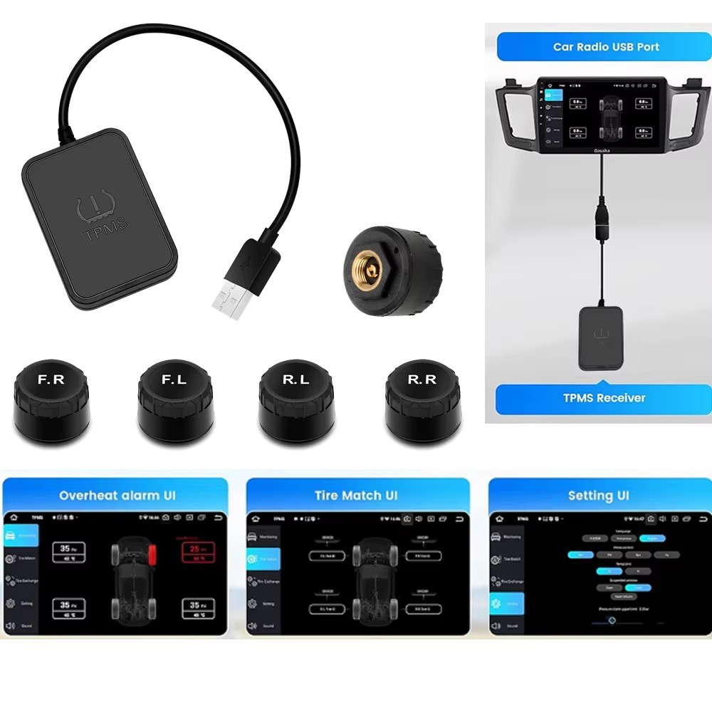 Usb Android รถ TPMS ระบบตรวจสอบความดันยางระบบนําทาง Android TPMS พร้อม ...