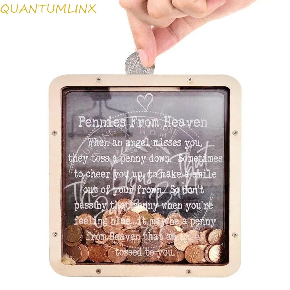 Quantuml Pennies จาก Heaven Piggy Banks, Creative Reusable ไม้กล่องเงิน,สะดวกที่ถอดออกได้ ...