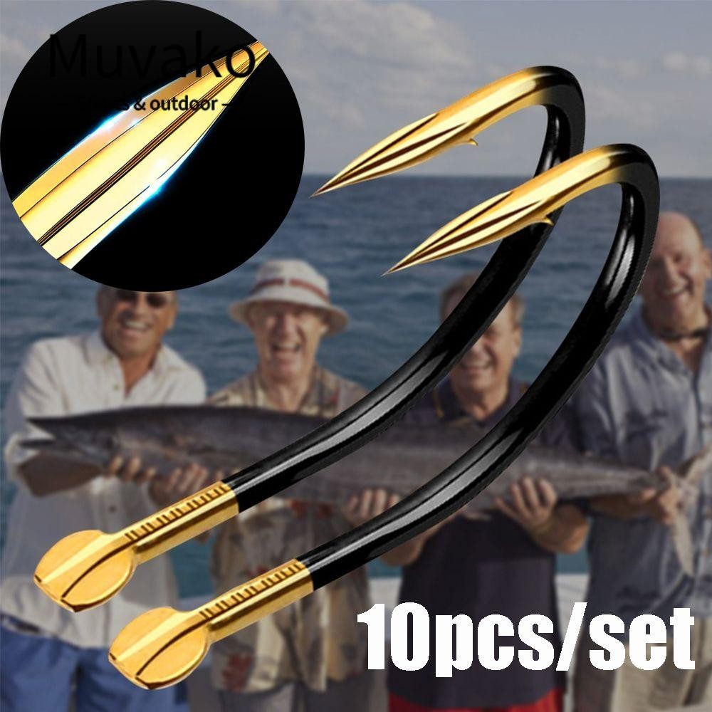 MUVAKO 10 ชิ้น/แพ็ค Barbed Fishing Hook Sharp Fishook Barb Perforated ...