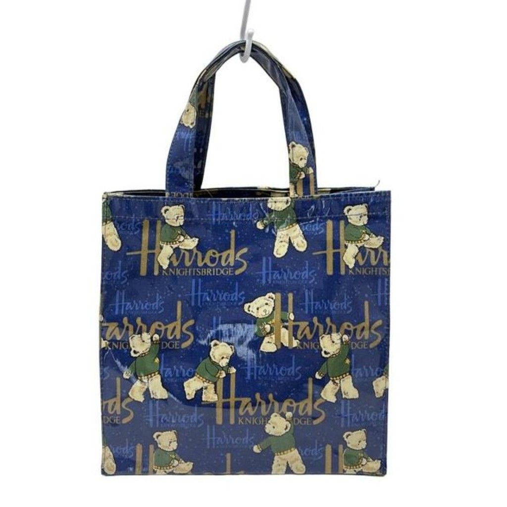 Harrods Tote Bag Purse Navy Brown beige Light ส่งตรงจากญี่ปุ่น มือสอง ...