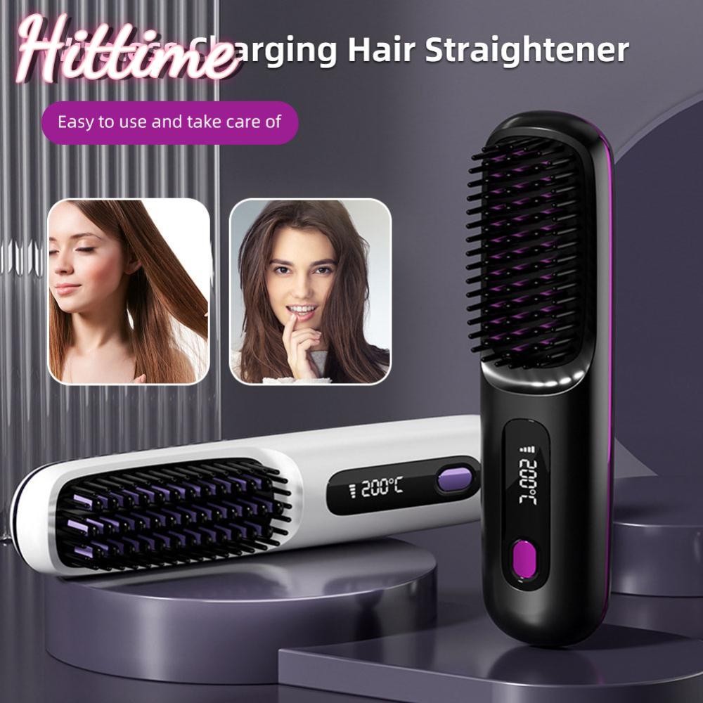 Hittime จอแสดงผลดิจิตอลเครื่องหนีบผมไร้สายแบบพกพาปรับอุณหภูมิไอออนลบเครื่องหนีบผม Curling Iron ...