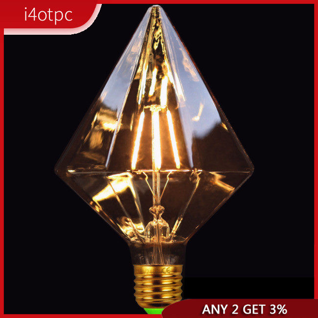 I4otpc 220V 4W E27 โคมไฟ LED Retro สไตล์โฮมสเตย์บาร์ร้านอาหาร Internet Cafe โคมไฟตกแต่งรูปเพชร ...