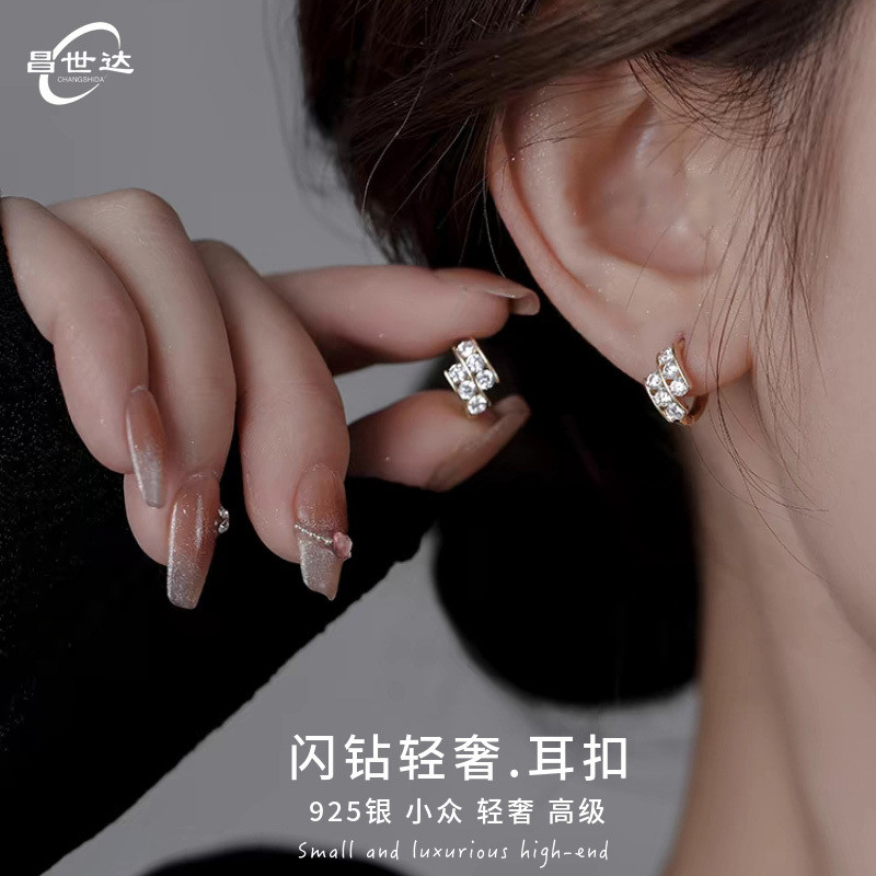 S925 เงินสเตอร์ลิงต่างหูหญิง ins Niche High-End หรูหรา 2024 Super Hot สไตล์ใหม่เพชรต่างหูวงกลม ...