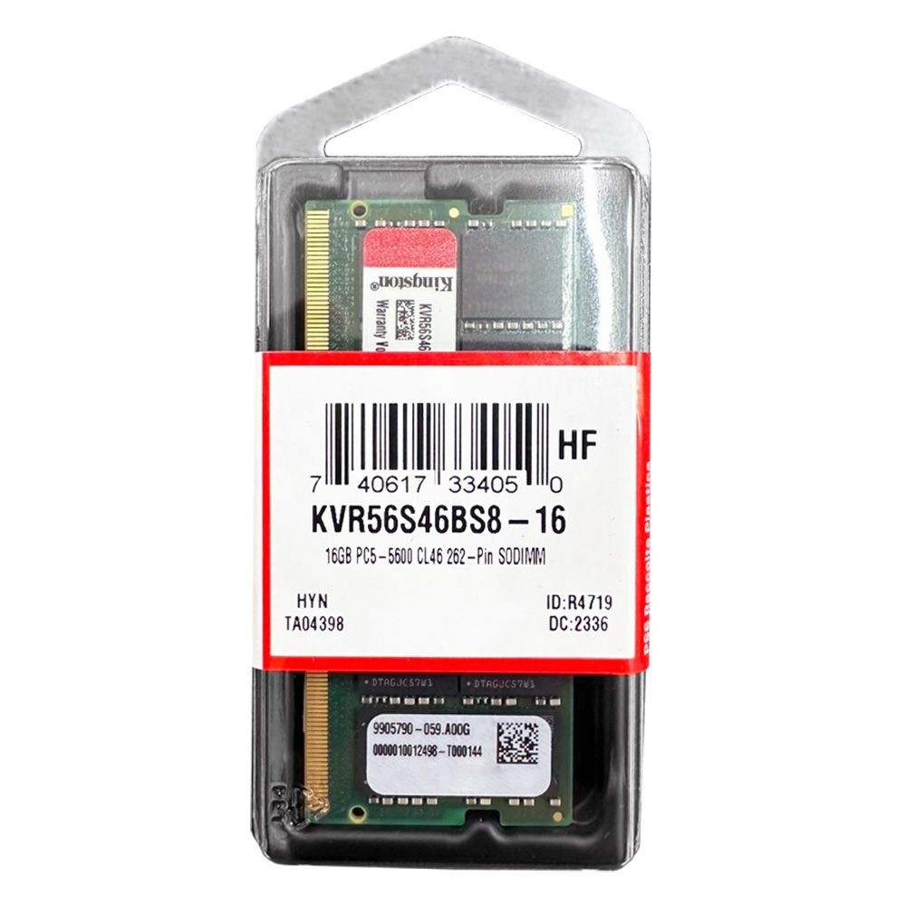 Kingston ValueRAM 1x16GB DDR5 5600MHz CL46 SODIMM Laptop Memory ...
