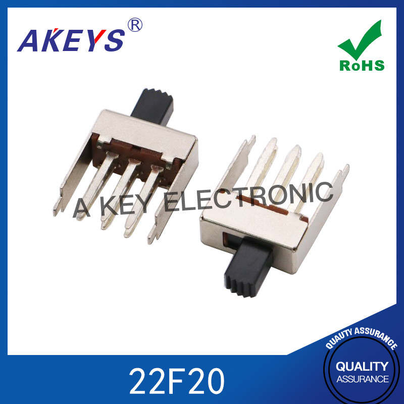 10 ชิ้น SS-22F20 (2P2T) สลับสวิตช์ 6 พิน 2 ตําแหน่งคงที่เท้า 18 มม.คู่แถวหกฟุตสวิตช์สไลด์แนวตั้ง ...