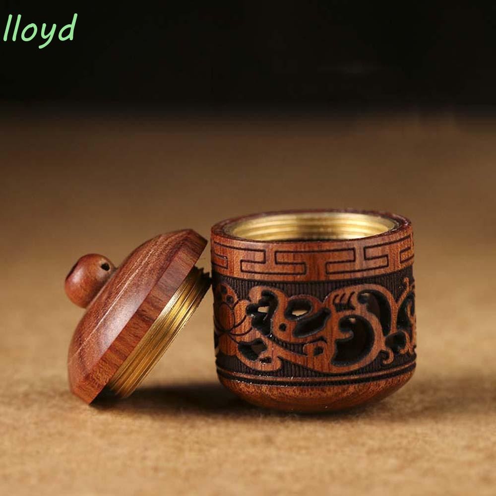 Lloyd กล่องยาไม้, วางยาหอม Lotus Totem Travel Pill Case, Mini Lantern ...