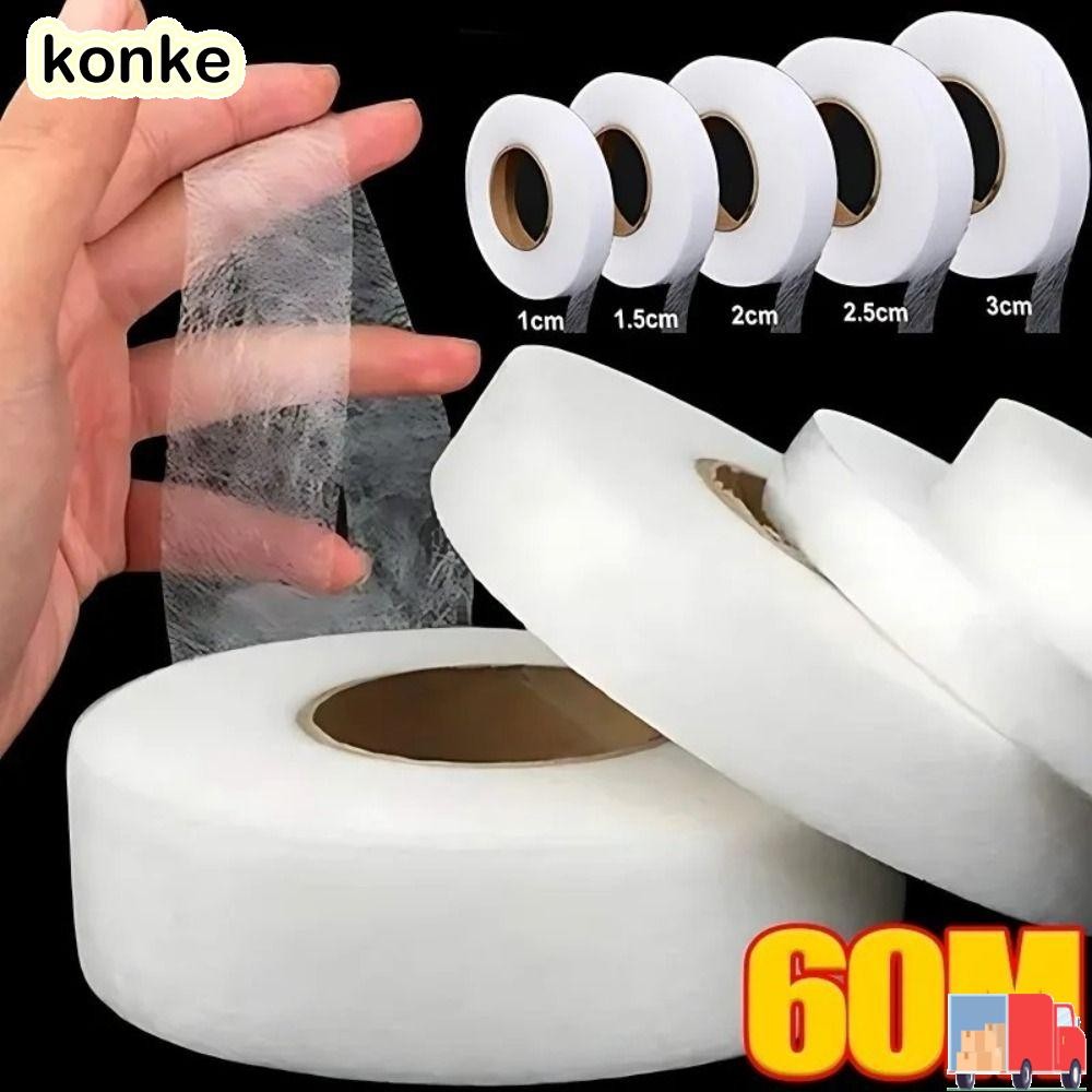 เทปกาว KONKE Interlining,ไม่ทอ 60M เย็บ Interlining, DIY สองด้านเสื้อผ้ารีดผ้าเทป Hem สําหรับ ...