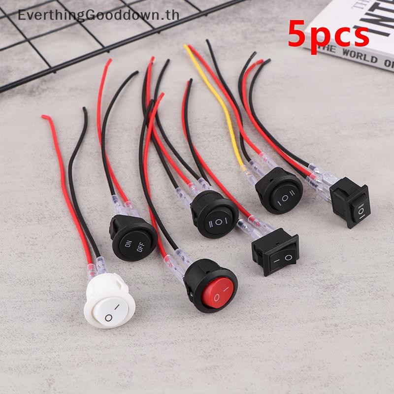 EVER 5 ชิ้น Mini Rocker Switch 12 โวลต์เปิดสวิตช์สลับพร้อมสวิตช์ไฟแบบมี ...