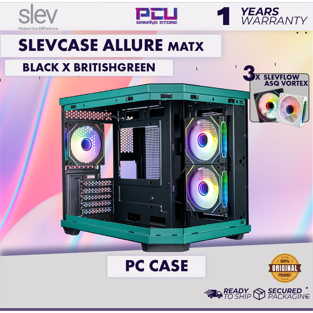 SLEVCASE ALLURE MICRO ATX CASING พร้อมพัดลม SLEVFLOW ASQ VORTEX 3 ตัว ...