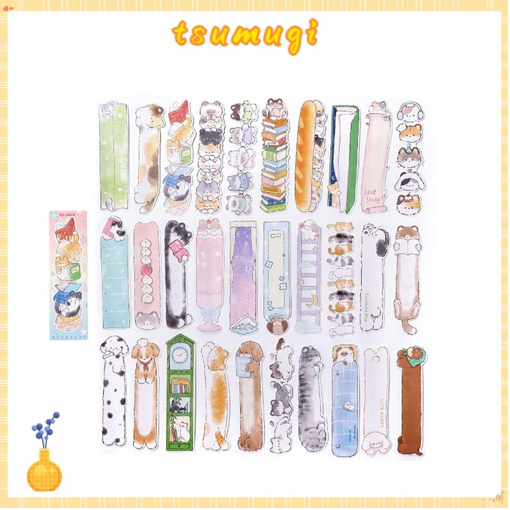 TSUMUGI 30 ชิ้น/เซ็ตสัตว์เล็กบุ๊คมาร์ค, Kitty Puppy Shape กระดาษอ่าน ...