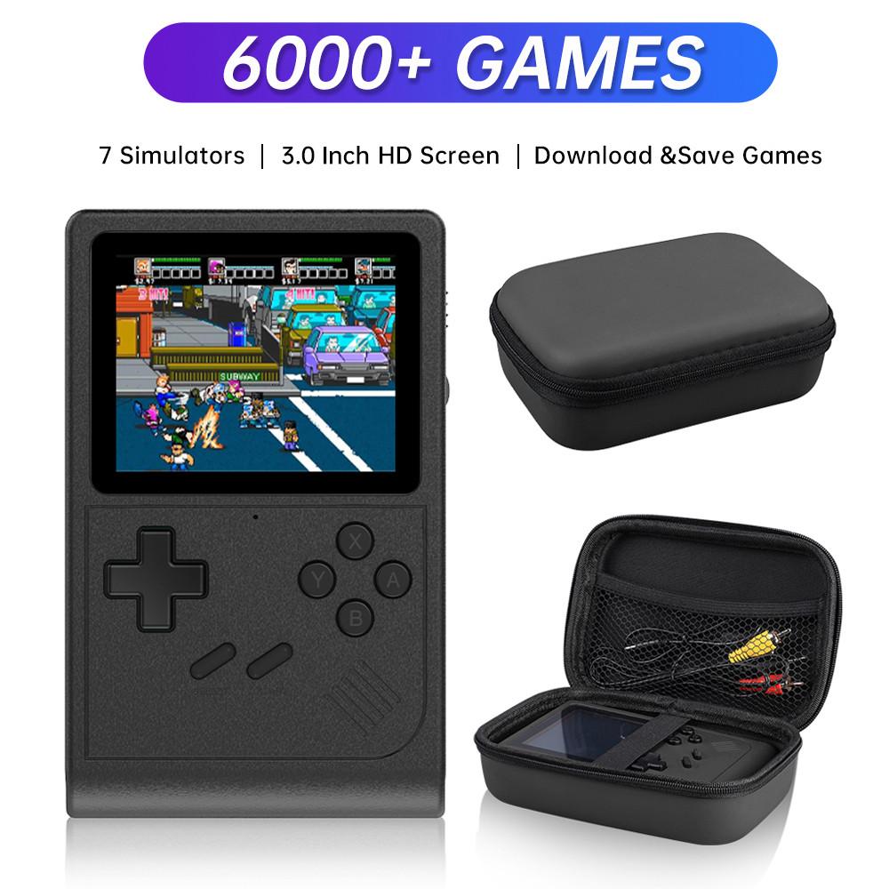 Gb300 เครื่องเล่นเกมมือถือแบบพกพา 3 นิ้วคอนโซลวิดีโอเกมในตัว 6000 + เกมสําหรับ SFC/MD/GBA Retro ...