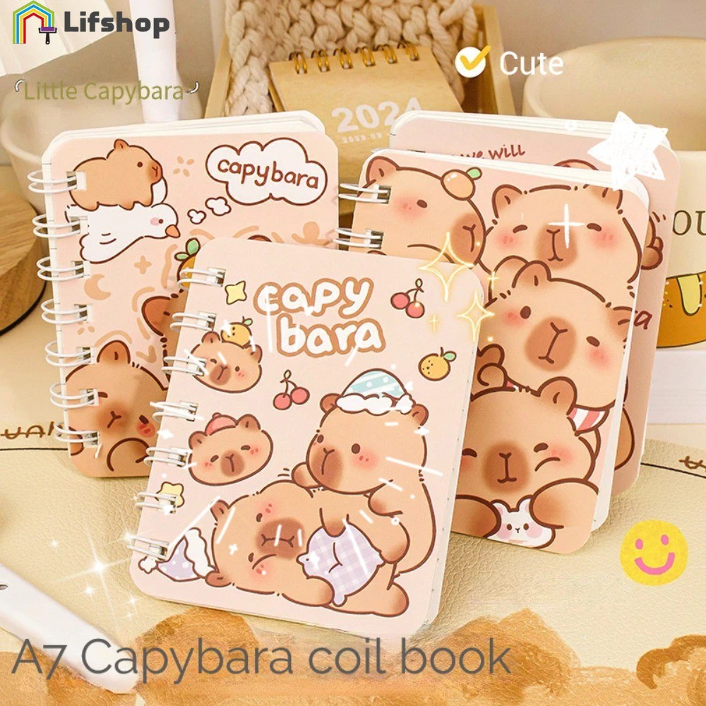 A7 Capybara Coil Notebook - Creative Mini Flip Loop Notepad - Cartoon ...