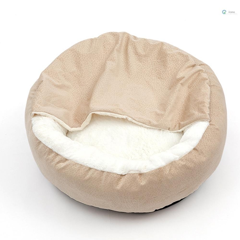 เตียงสุนัขขนาดเล็ก Calming Dog Beds & Cat Cave Bed with Hooded Cover ...