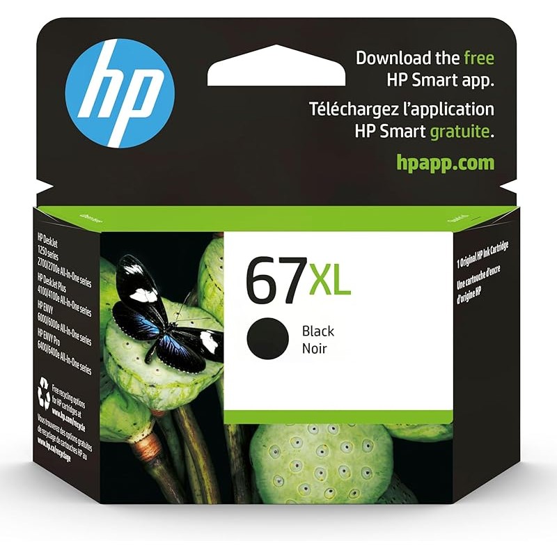 ตลับหมึกความเร็วสูงสีดํา HP 67XL | ใช้งานได้กับ HP DeskJet 1255, 2700 ...