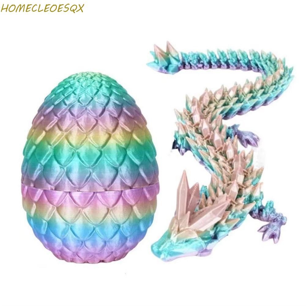 HOMECLEEOESQX 3D Articulated Dragon Egg Candy Color 3D พิมพ์คริสตัล ...
