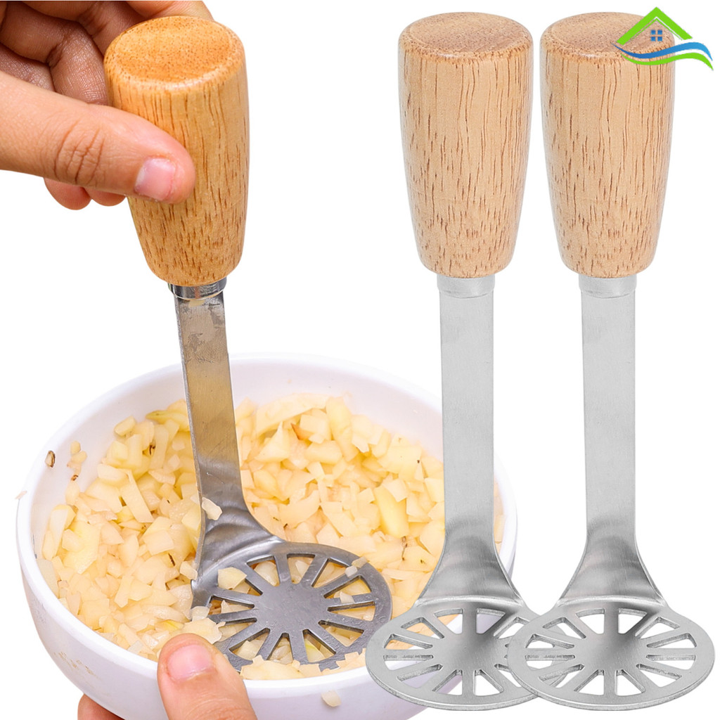 สแตนเลส Masher Pressed Potato Masher Crusher อุปกรณ์ครัวโลหะข้าว Pusher ...