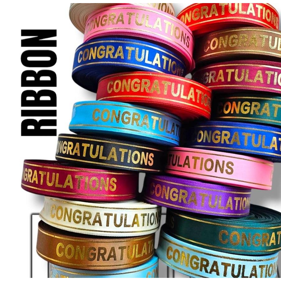 Congratulations Ribbon ริบบิ้น ผ้าต่วน ริบบิ้น ribbon for diy มีหลายสี ...