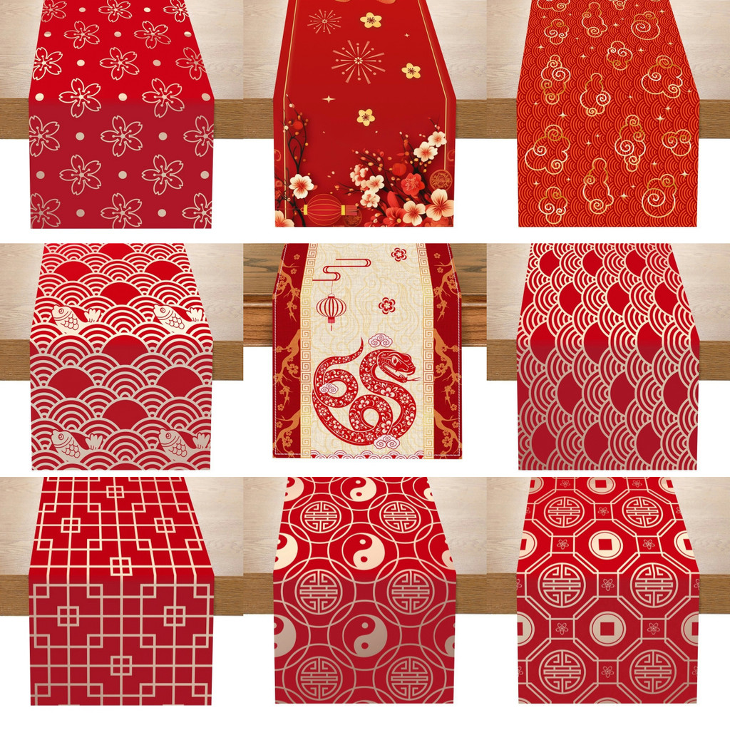 0.35*1.8m Spring Festival Table Runner ตรุษจีนตาราง CNY ตกแต่ง 新年桌 新年 ...