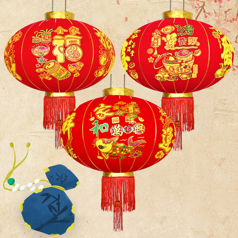 2025 ปีใหม่แขวนโคมไฟ Big Cny โคมไฟสีแดงตัวอักษรจีน Fu เทศกาลฤดูใบไม้ผลิ ...