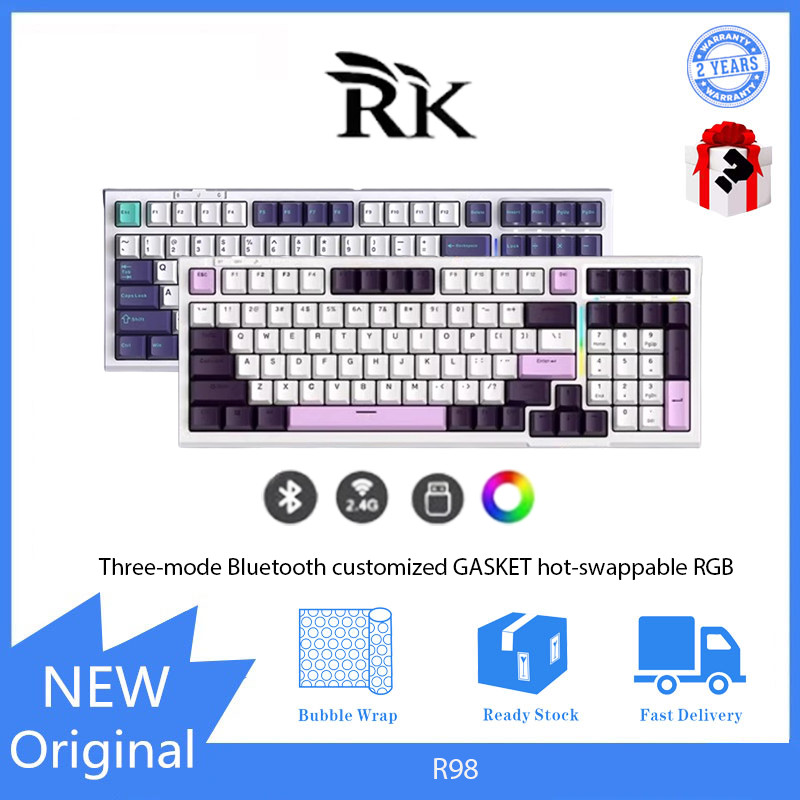 Rk R98 คีย์บอร์ดเกมปะเก็นแบบถอดเปลี่ยนได้สามโหมด RGB | Shopee Thailand