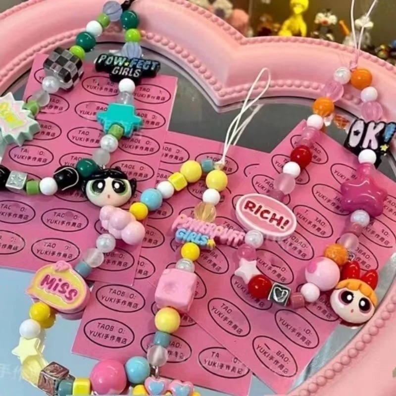 The Powerpuff Girls การ์ตูนโทรศัพท์ Chain Ccd จี้น่ารักลูกปัด Diy กล้อง ...