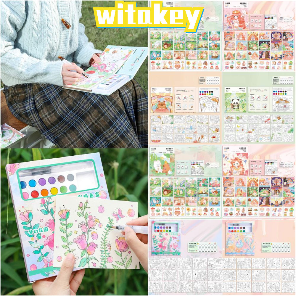 WITAKEY สมุดระบายสีกราฟฟิตี้, การ์ตูนพร้อมสมุดระบายสีสีทึบ, Creative หลากสีการศึกษาปฐมวัย ...