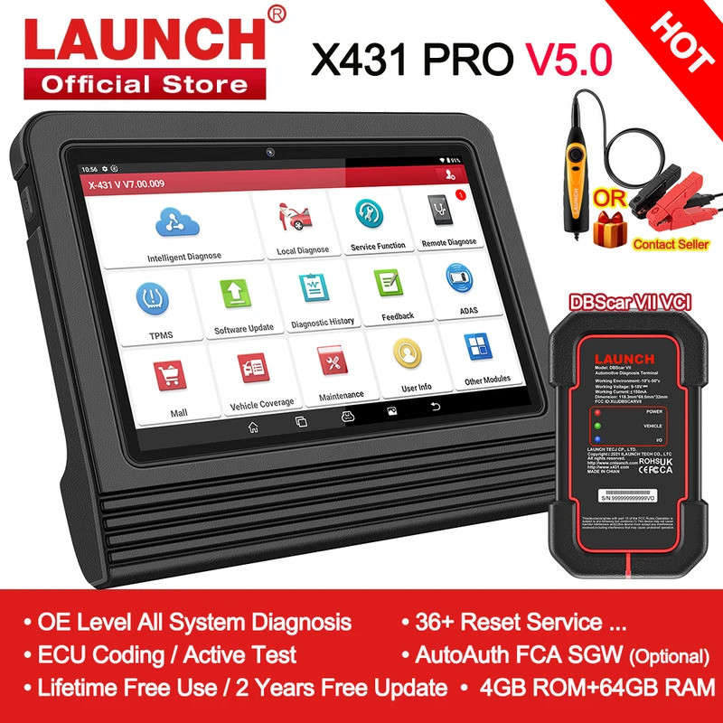 LAUNCH X431 PRO V5.0 เครื่องวิเคราะห์รถยนต์ ขนาด 8 นิ้ว สแกนเนอร์ OBD2 อัตโนมัติ CAN FD/ DOIP ...