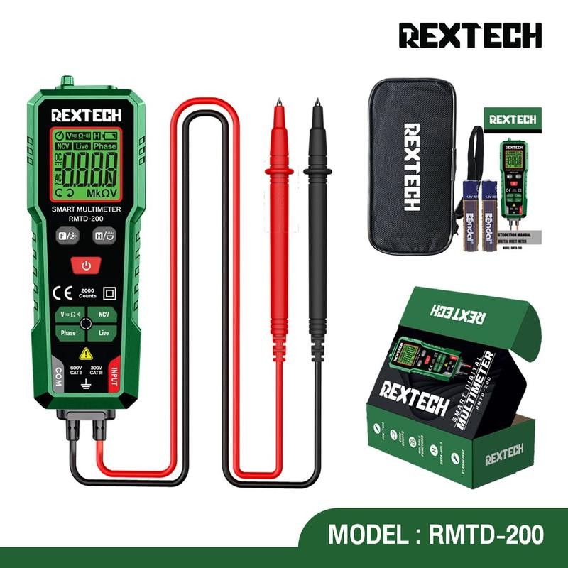 REXTECH RMTD-200 มัลติมิเตอร์ดิจิทัล AC/DC วัดแรงดันไฟฟ้าอัตโนมัติ นับ 2000 โอห์ม แอมมิเตอร์ ...